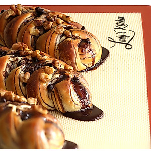 Silicone Baking Mat, 3-Pc Set by Ludy's Kitchen - Replaces Parchment Paper - Professional Grade Bakeware - Non-Stick, Durable, & Reusable Sheet Pan Liners - Great Gift Ideas