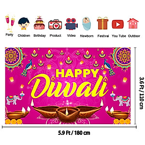 Large 71" X 43" Happy Diwali Backdrop, Happy Diwali Decorations Diwali Backdrops for Wall, Happy Diwali Banner India Festival of Lights, Diwali Decorations Backdrop Deepavali Decorations