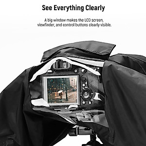 NEEWER Camera Rain Cover, Large Size Durable Nylon Raincoat Compatible with Canon Sony Nikon DSLR Mirrorless Vlog Camera & Lenses 300/400/500/600/800mm, with Sleeves/Drawstrings/Viewing Window, PB004