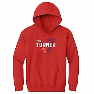 500 LEVEL Trea Turner Youth Sweatshirt (Youth Hoodie, Medium, Red) - Trea Turner Philadelphia Type Number WHT