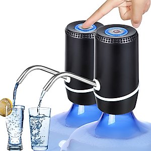 2 Pack Water Dispenser Pump for 5 Gallon Bottle, Electric Automatic Drinking Water Bottle Dispenser with Switch, Portable USB Charging Drinking Water Jug Pump for Camping, Kitchen, Home, Office