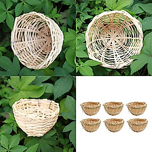 Fenteer 6X Canary Nest Pans Bamboo Cages Hanging Caves for Breeding Nesting Behavior - 6pcs