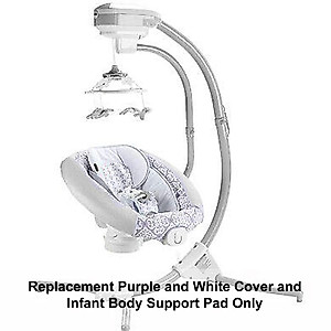 Replacement Part for Fisher-Price Deluxe Cradle 'n Swing- Fairytale - DRF97 ~ Replacement Purple and White Cover and Infant Body Support Pad
