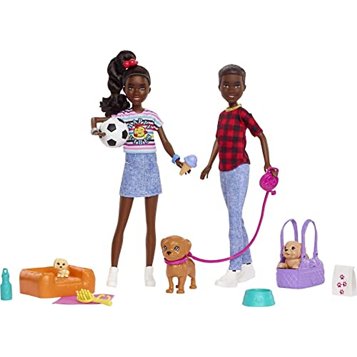 Barbie It Takes Two Doll & Accessories, Twins Playset with Brother & Sister Dolls, 3 Pet Puppies & 10+ Accessories