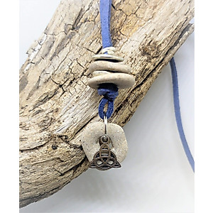 Celtic Knot Hag Stone Necklace, Trinity Holy Necklace with Natural Witches Amulet