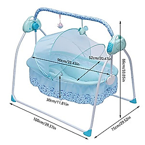 TFCFL Electric Baby Crib Cradle, 5-Speed Baby Bassinet Auto Rocking Chair Chair Bed with Remote Control Infant Musical Sleeping Basket for 0-18 Months Newborn Babies 25KG/55LBS Capacity (Blue)