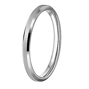 CROWNAL 2mm Thin Silver Tungsten Wedding Couple Bands Rings Women Matte Brushed Finish Engraved I Love You Size 4 To 10 (2mm Silver,6.5)