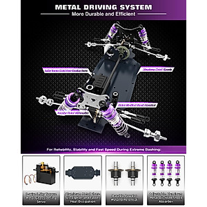 CROBOLL 1:14 Brushless Fast RC Cars for Adults with Independent ESC,Top Speed 90+KPH 4X4 Hobby Off-Road RC Truck,Oil Filled Shocks Remote Control Monster Truck for Boys(Purple)