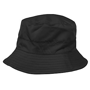 Adjustable Waterproof Bucket Rain Hat in Nylon, Easy to fold (BLACK)