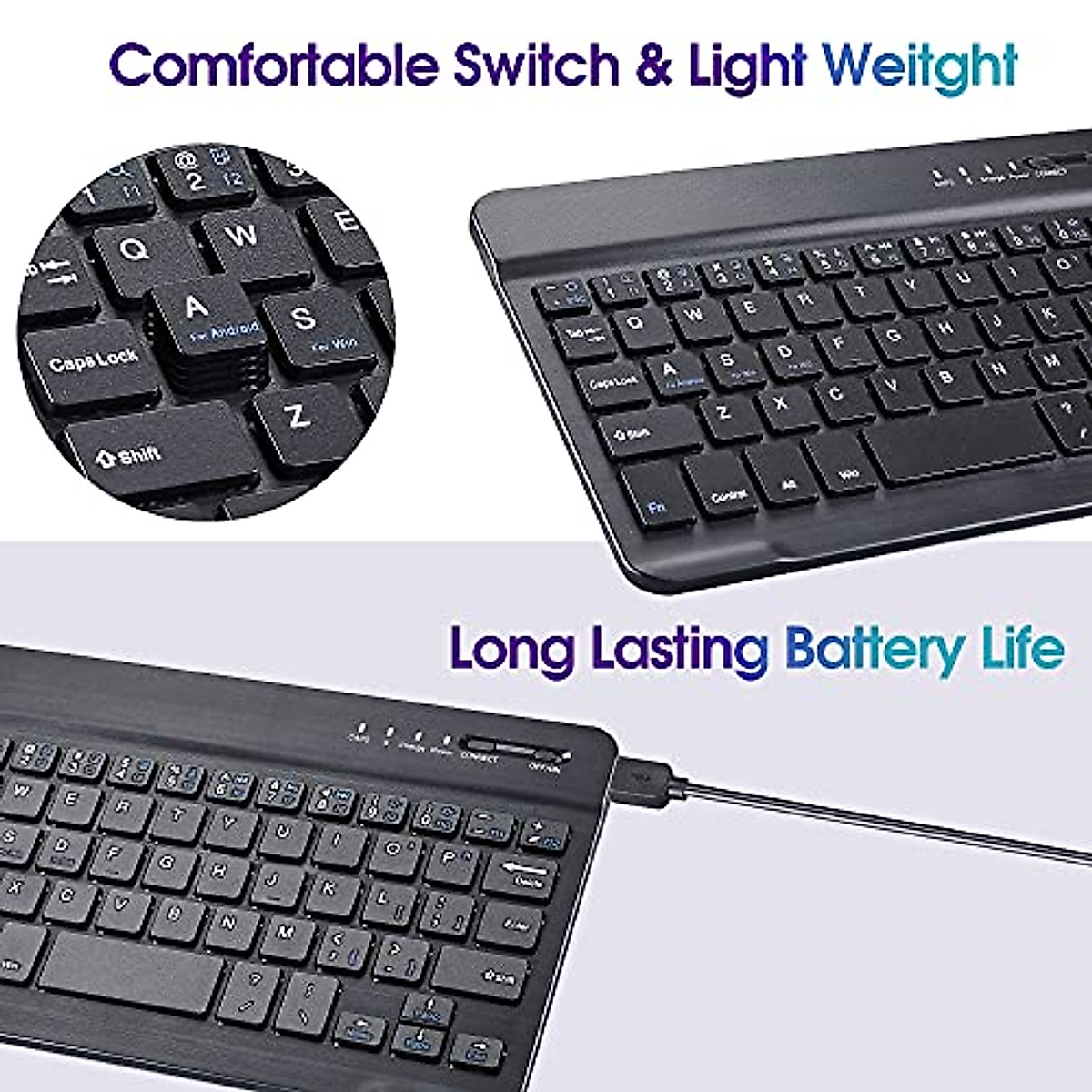 FunYaung Keyboard Case Compatible for Amazon Fire HD 8/8 Plus(10th, 2020 Release & 12th, 2022 Release), with Wireless Bluetooth Keyboard and Carrying Bag