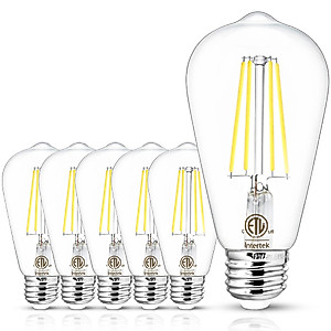 Sailstar E26 LED Bulb 60 Watt Equivalent, Light Bulbs 60 Watt Soft White 3000K, 800LM Edison Bulbs 60 Watt LED, LED Edison Bulb for Dining Bathroom Vanity, 120V, CRI85+, 6W, Non-dimmable, 6 Pack