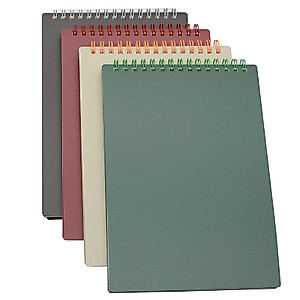 Yansanido Top Bound Spiral Notebook, 4 Pcs 4 Color A5 Size Thick Plastic Hardcover 7mm College Ruled Paper 80 Sheets (160 Pages) Journal for School and Office Supplies (4 Pcs A5)