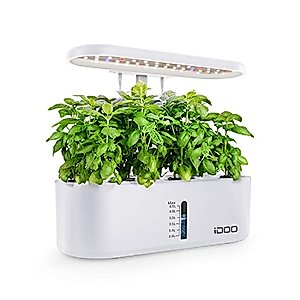 iDOO Hydroponics Growing System, 10 pods Smart Garden with Auto Timer, LED Grow Light, Indoor Herb Garden, Height Adjustable, Water Shortage Alarm for Home Kitchen