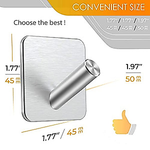 Sticky Hook Adhesive Hooks Hooks for Hanging Wall Hanger Towel Hooks Door Hooks Waterproof Stainless Steel Adhesive Towel Hooks Bathroom Adhesive Hook– 6 Pack