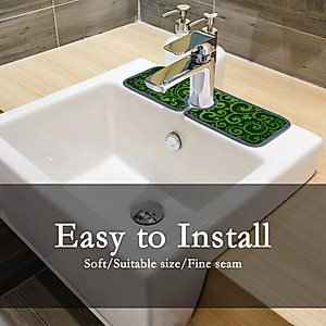 Kitchen Faucet Mats 3 Pieces St.Patrick's Day Green Shamrock Curls Absorbent Faucet Sink Splash Guard Bathroom Counter and RV,Faucet Counter Sink Water Stains Preventer