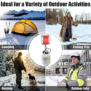 S AFSTAR 35,000-42,000 BTU Tank Top Propane Heater, Portable Propane Heater w/Tip-over Switch & Safety Shut-off, Indoor Outdoor Heaters for Ice Fishing Survival (Propane Cylinder not Included)