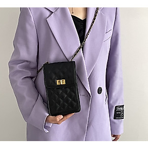 Seagloca 7.9“ Women PU Leather Quilted Crossbody Bag Shoulder Bag Phone Wallet Purse Chain Bag Clutch (White)