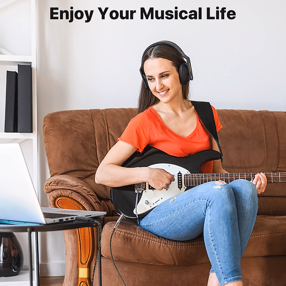 EBXYA USB Guitar Cable 10 Ft, Gold Plated 1/4 Inch Plug to USB Interface Cable Professional Guitar Bass to PC USB Recording Cord Adaptor 3M/10 Feet