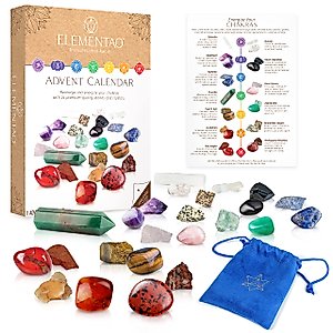Elementao Advent Calendar 2023 - Crystals and Healing Stones - Christmas Countdown with 24 Chakra Stones and Healing Crystals, Advent Calendars for Adults and Teens, Gifts for Women, Crystal Decor