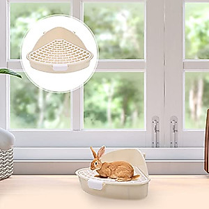STOBOK Rabbit Litter Box Bunny Litter Box Pet Toilet Triangle Potty Trainer Corner Guinea Pig Litter Bedding Box Dustpan Broom for Chinchilla Ferret Drawf Hamster (White) Hamster Bedding