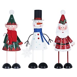 YEAHOME Christmas Decorations Indoor, Set of 3 Metal Christmas Table Decorations with Santa Claus Snowman Elf for Home Decor, Xmas Decor for Living Room Fireplace Mantle Tabletop Holiday Party