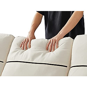 Convertible Sectional Sofa, Modern Linen 3-seat Sofas Reversible Couch with Storage Chaise L-Shaped Couch for Small Space, Living Room, Apartment, Office (Beige)