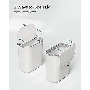 SONGMICS Hanging Trash Can, 2.4-Gallon Kitchen Trash Can with Lid for Food Waste, Wall Mounted Trash Can, Hanging or Sticking on Cupboard Door, for Kitchen Cabinet, Under Sink, White ULTB820W9