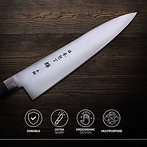 JCK ORIGINAL Kagayaki CarboNext Japanese Chef’s Knife, KC-5SES Professional Gyuto Knife, High Carbon Tool Steel Pro Kitchen Knife with Ergonomic Pakka Wood Handle, 7 inch