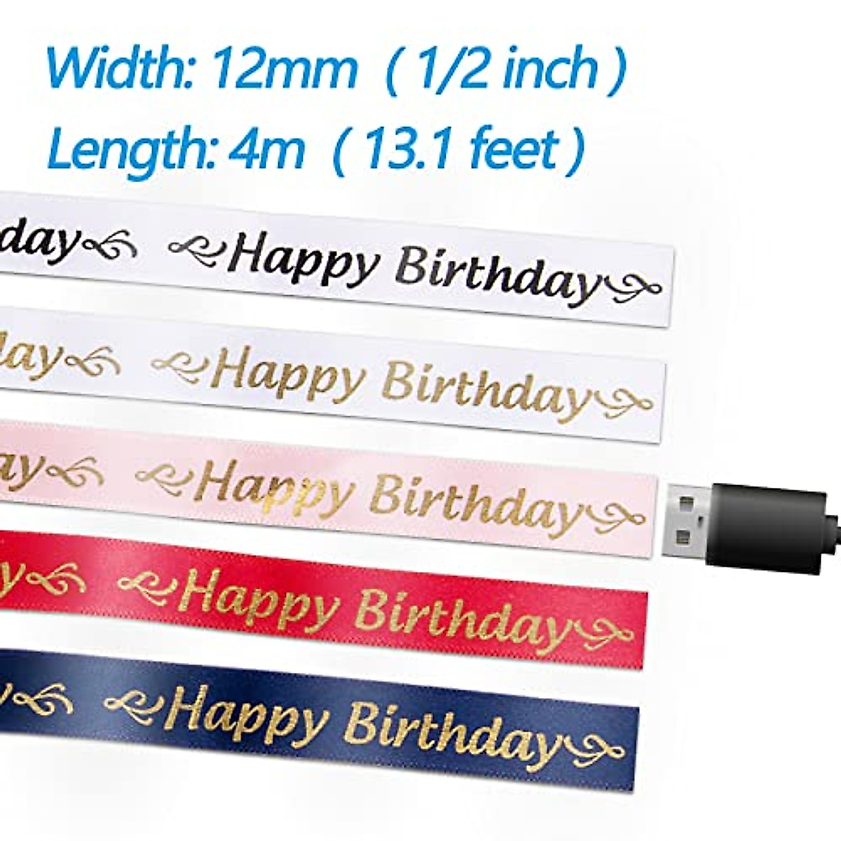 WEEMAY 5 Pack Satin Ribbon Tape Compatible with Brother Label Ribbon 12mm 0.47in TZe-R231 TZe-R234 TZe-RE34 TZe-RN34 TZe-RW34 for Ptouch Embellish Ribbon & Tape Printer PTH110 PTD210 PTD215e PTD400AD