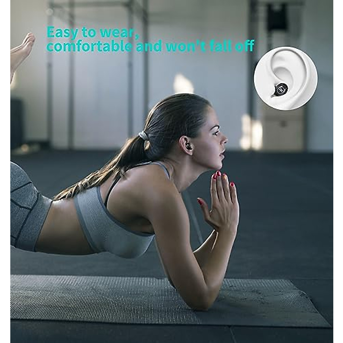 Togetface Kids Wireless Earbuds for Small Ears, Touch Control Headset Stereo Sound in-Ear Headphones, Bluetooth 5.1 Noise Reduction Earphones with Black Blue Cartoon Blinking Eyes Charging Case