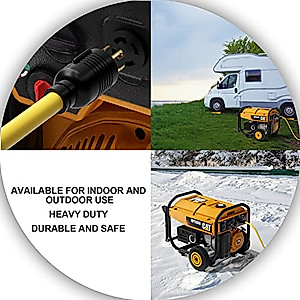 ExiBryony NEMA 25FT L14-30P to Four 5-20R Generator Locking Cord,10 Gauge Distribution Cord,Generator Adapter with Power Indicator, Household Cable with UL Listed,125/250V,7500W,4Prong