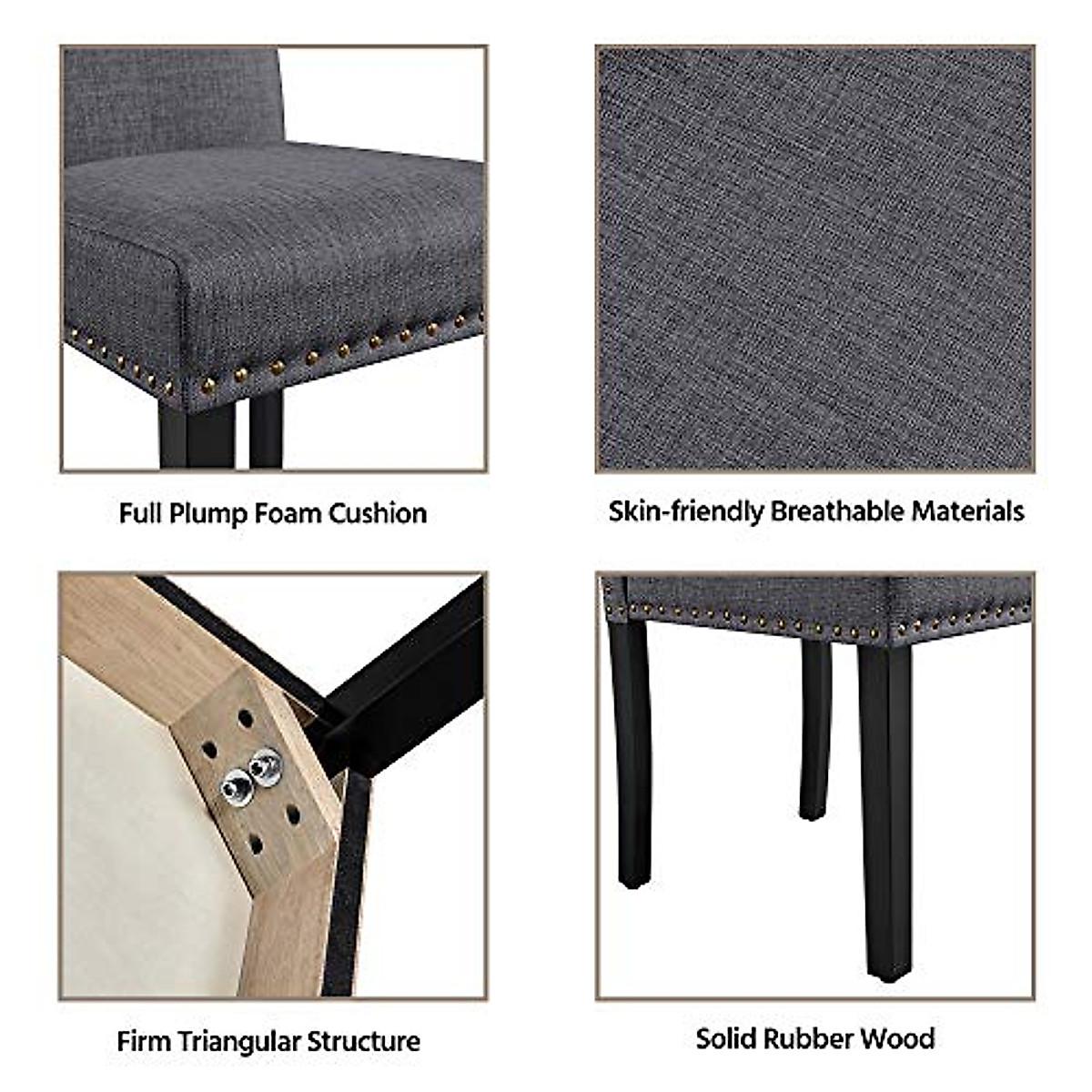 Yaheetech Dining Chairs with Rubber Wood Legs and Non-Woven Fabric Armless Chairs for Kitchen Living Room Hotel Wedding Lounge Reception, Set of 6, Dark Gray