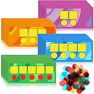 Sound Box Mats and Chips 24 Pcs Dry Erase Mats and 84 Pcs Chips Phonemic Awareness Phonics Games Reading Games EZread Sound Box Mats and Chips (Vivid Style,PVC)