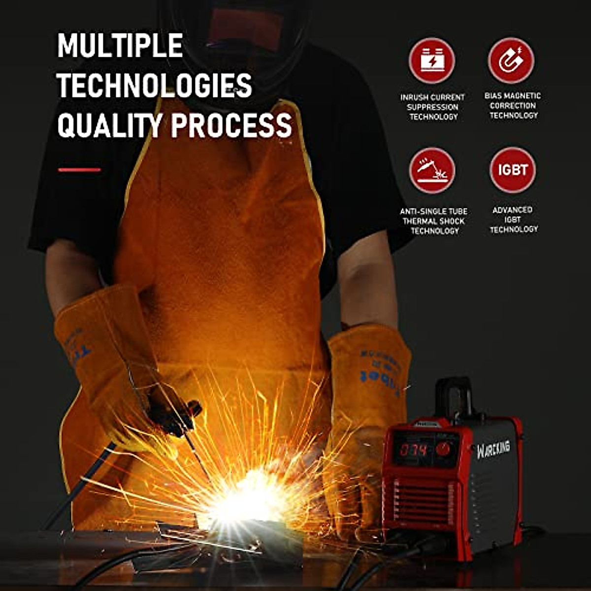 WARCKING 140A Digital Stick Welder, 110/220V Dual Voltage IGBT Inverter ARC Welding Machine, Mini Portable MMA Welder Machine with Hot Start and Anti-Stick