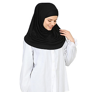 Prien Chic Ready To Wear Hijab For Women, Muslim Long Turban Undercap Set, Instant Scarf, Prayer Clothes For Girls, Abaya (Black)