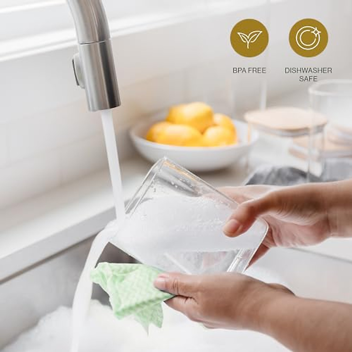 Bloom & Breeze Airtight Glass Pasta Containers for Pantry, Spaghetti Container, Glass Cereal Containers Storage, Rice Dispenser, Square Glass Storage Acacia Lids, Pack of 5