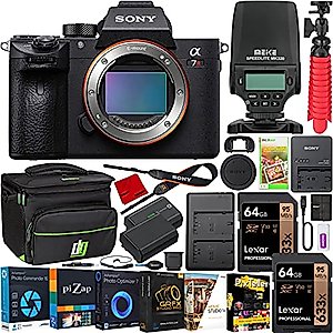 Sony a7R III Mirrorless Full Frame Camera Body New Version ILCE-7RM3A/B Bundle with Meike MK320 TTL HSS Flash Speedlite + Deco Gear Photography Bag Case + Extra Battery & Dual Charger + Accessories