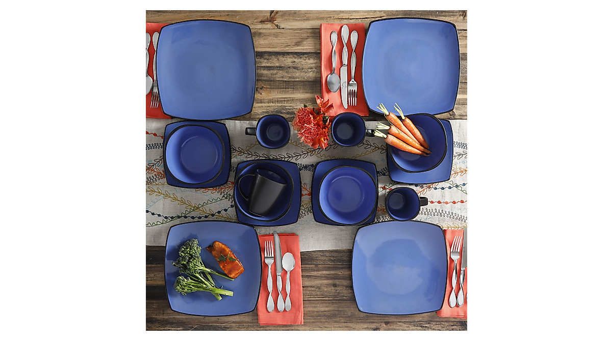 Gibson Soho Lounge Blue Dinnerware Set - Elegant & Durable 16-Piece Service