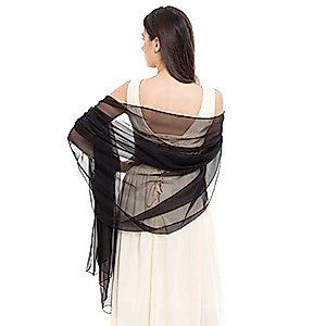 REEMONDE Womens Sheer Bubble Chiffon Shawls Bridal Wedding Wraps Scarves Satin Shawls for Evening Dresses