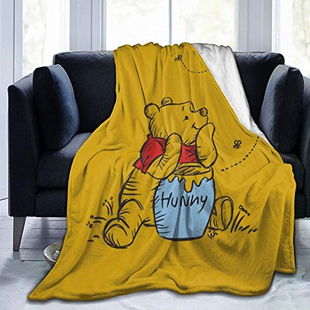WEQDUJG Winnie Pooh Blanket Throws Bed Queen Size Ultra Soft Micro Fleece Warm Fluffy Couch Living Room Luxury Blankets 80 x 60 in