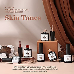 modelones Gel Nail Polish Set- 6 Colors Nude Gel Polish All Seasons Skin Tones Pink Neutral Brown Gel Polish Kit, Soak Off LED Gel Nail Kit Manicure DIY Home