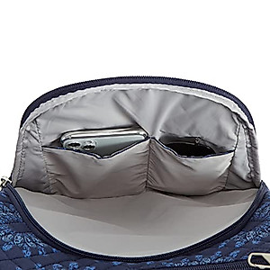 Travelon Anti-Theft Classic Crossbody Bucket Bag, Geo Sunflower, 14’ x 11” x 4”