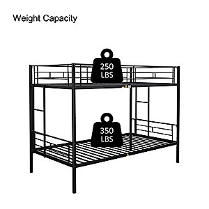 GNIXUU Metal Bunk Bed Twin Over Twin Sturdy Heavy Duty Bunk Beds with 2 Side Ladders, Space Saving, No Box Spring Needed, for Boys Girls Teens Adults