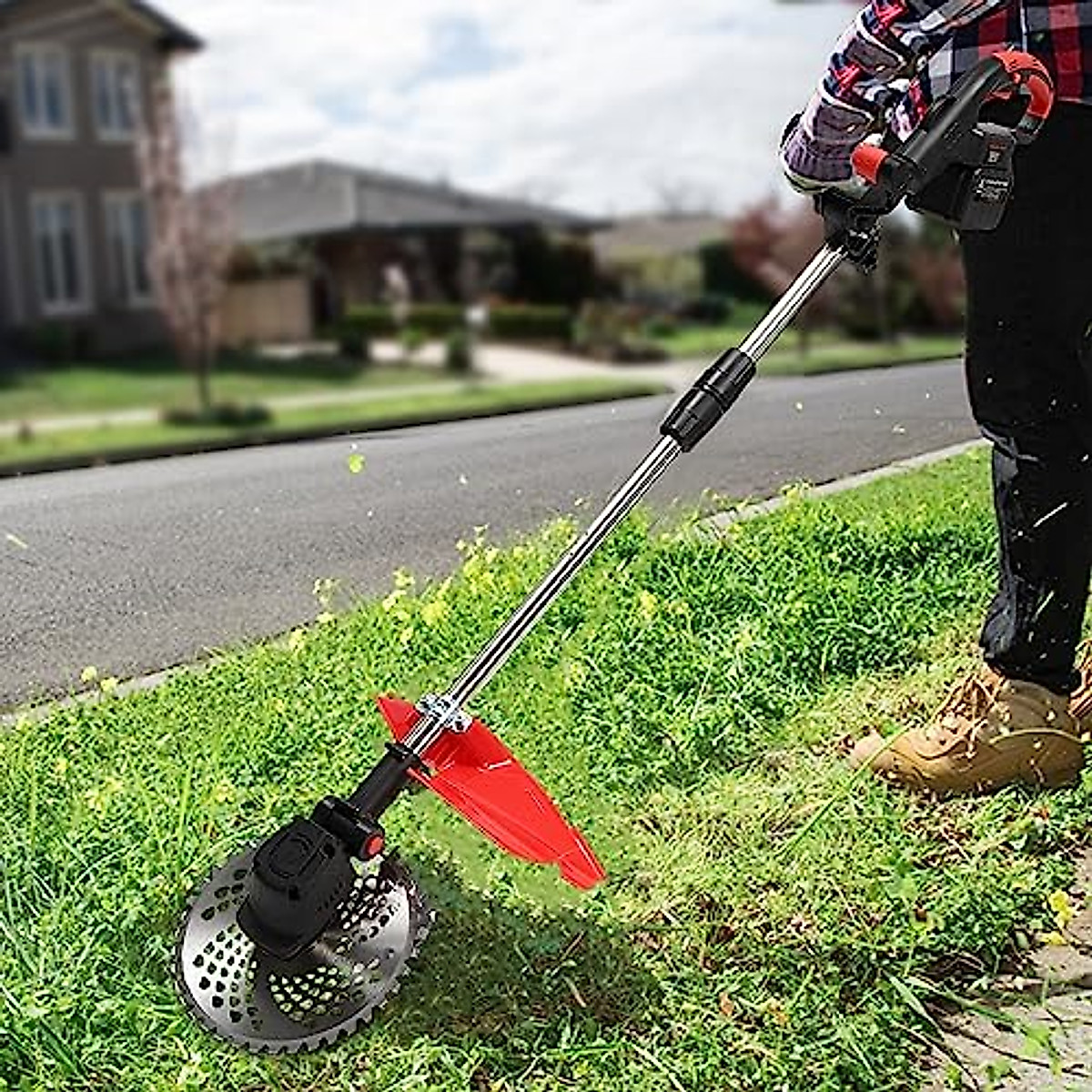 Cordless Weed Wacker Electric Weed Eater, 21V Grass Trimmer with 3 Blades and Battery Level Display, Battery Powered 3000mAh Battery Brush Cutter String Trimmer Garden Trimmer Garden Lawn Tool