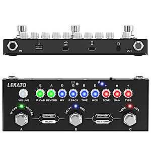 LEKATO Multi Effects Guitar Pedal, with IR Loading 9 AMP Models, Delay Reverb Distortion Overdrive Pedal, Rechargable Electric Guitar Effects Multi Pedal Support Recording,Bluetooth 5.0