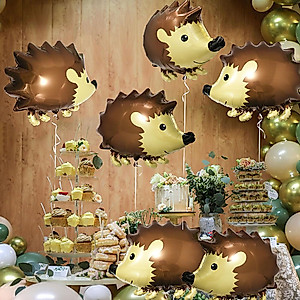 Cartoon Hedgehog Balloon Wildlife Safari Forest Woodland Party Supplies For Birthday Baby Bridal Shower Wedding Holiday Carnival, 6 Pack Cute Walking Hedgehog Foil Balloon Jungle Zoo Animal Balloon