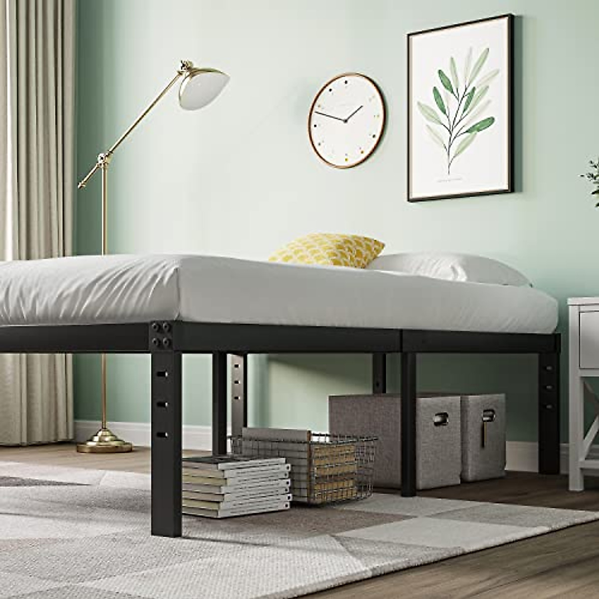 Sementa King-Bed-Frames 16 Inch High Heavy Duty-Platform-Mattress-Foundation - No Box Spring Needed,Storage Underneath,Easy Assembly,Noise Free,Black