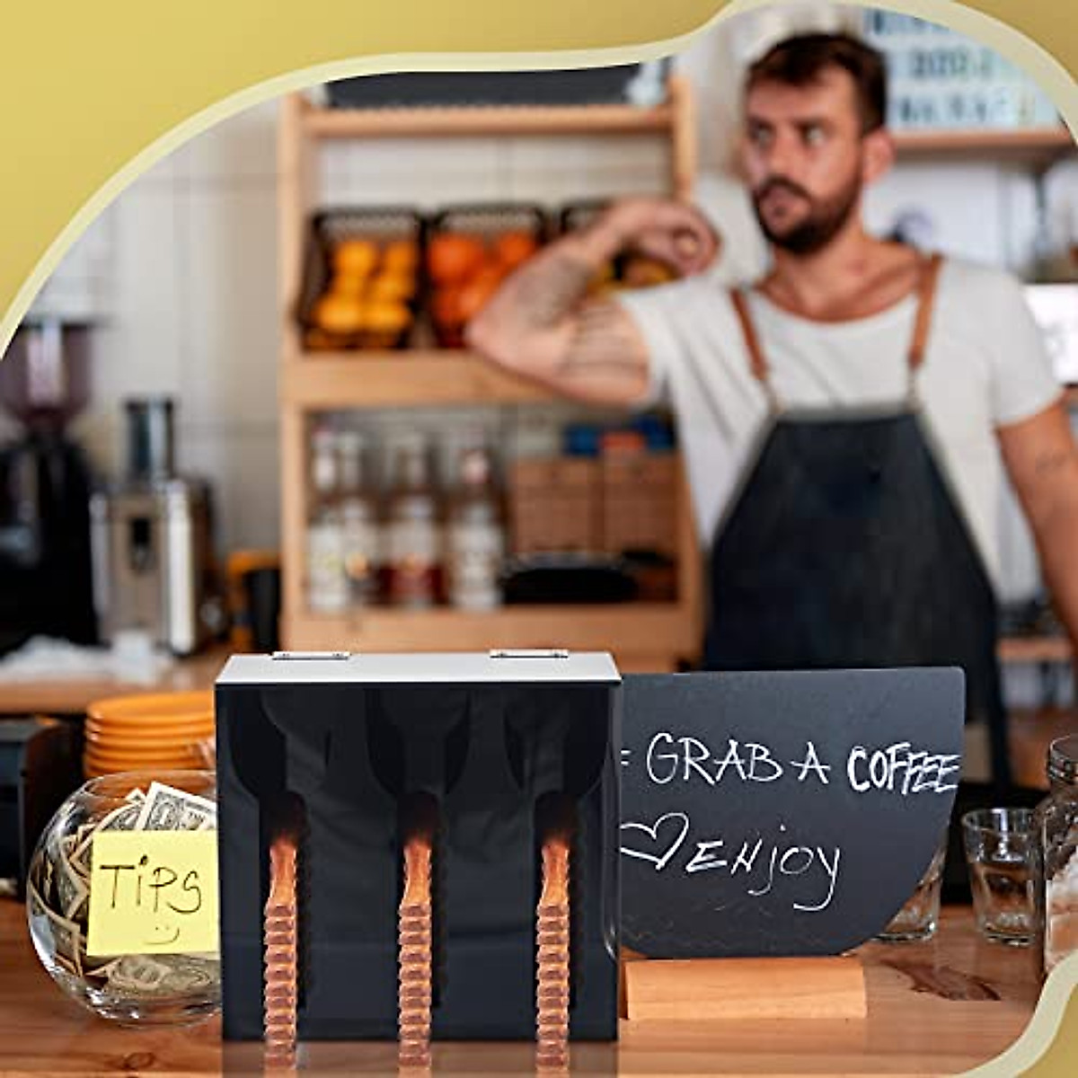 2 Pcs Acrylic Utensil Dispenser Cutlery Organizer with 3 Compartment Black Silverware Holder Plastic Flatware Caddy for Restaurant Party Picnic Office Cafe Countertop Kitchen Wedding Spoon Fork Straw