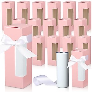 Tenceur 36 Pcs Tumbler Box Gift Boxes for Sublimation Tumbler Shipping 3.3 x 3.3 x 9.8 Inch Transparent Exhibition Box for 12 20 30 oz Heat Press Sublimation Blanks Tumbler Wrap (Rose Gold Color)