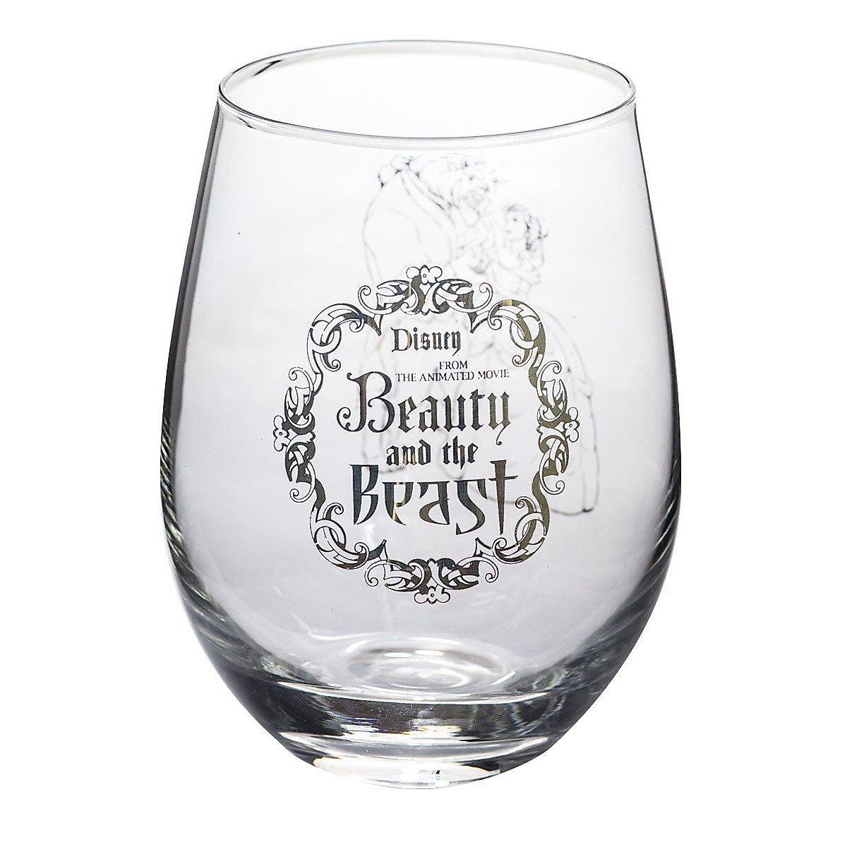 Disney Classics Collectible Stemless Tumbler Glass Sets - 16 Ounces - Set of 2 (Beauty & The Beast)